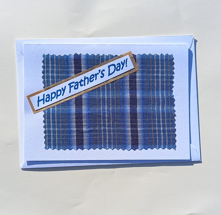 Navy Blue Tartan Handmade Father's Day Card - Folksy
