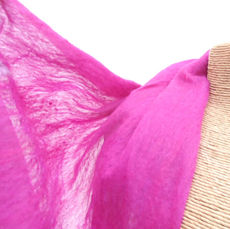 Fuchsia pink nuno felted scarf with floral detail - Folksy