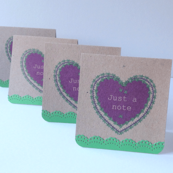 Set of Four Notecards,'Just a Note'Blank Noteca... - Folksy