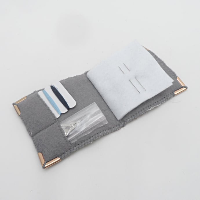 Grey felt beaded needle case complete with acce... - Folksy