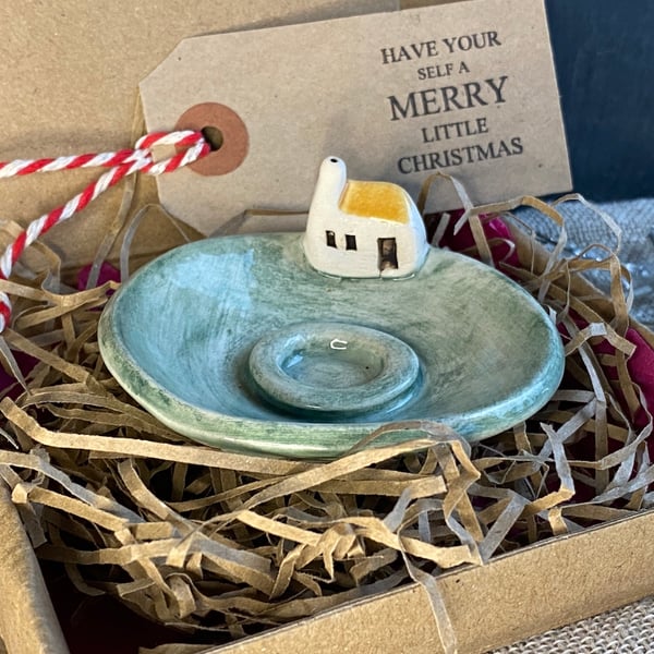 Handmade Ceramic Incense holder with Little House - Folksy