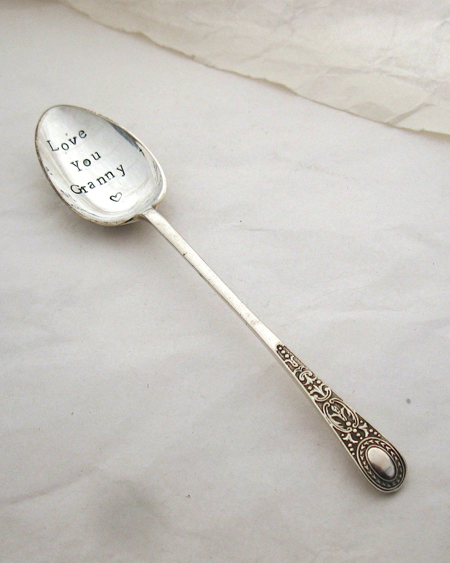 Love you Granny, Victorian teaspoon, handstampe... - Folksy