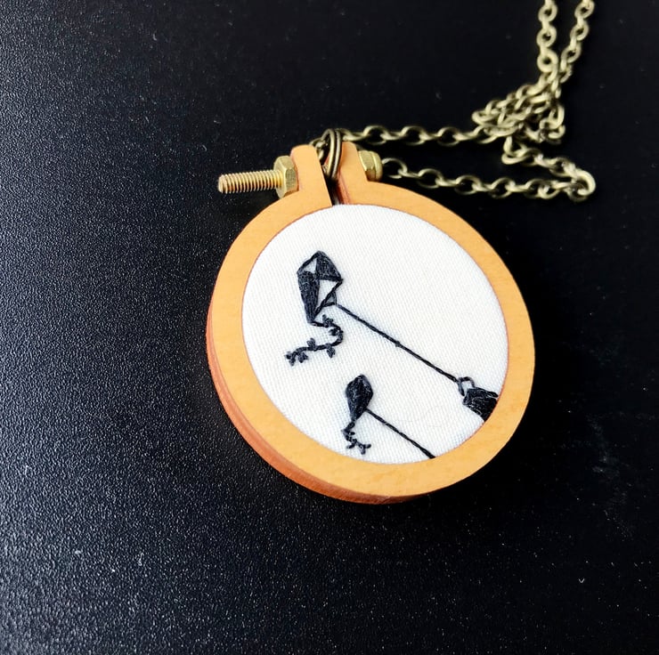 Kite flying silhouette mini hoop hand embroider... - Folksy
