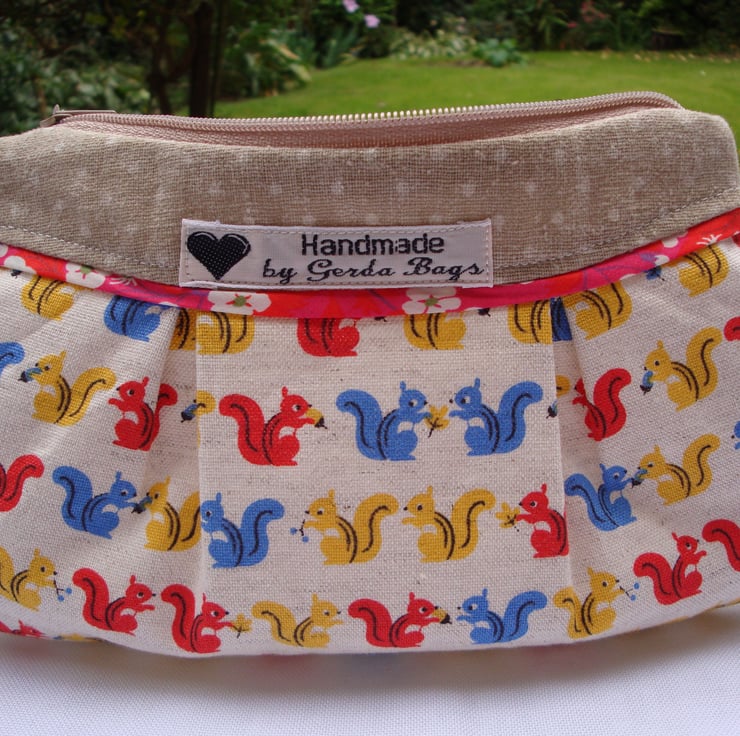 Cotton - Linen cute Squirrels Zipper Multipur... - Folksy