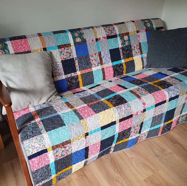 HANDMADE QUILTED THROW - Scrappy Tartan - Folksy