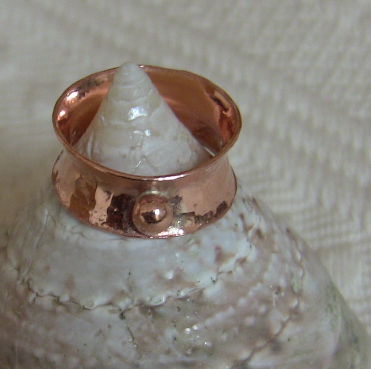 Hammered Copper Anticlastic Ring with Granulati... - Folksy