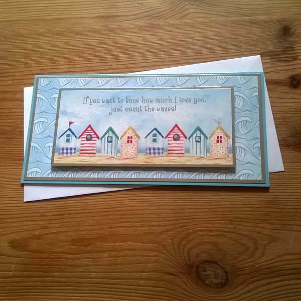 Beach Huts Card - Waves - Folksy