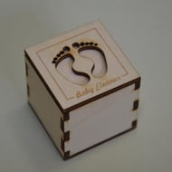 Baby feet laser cut wooden box (small) - Folksy