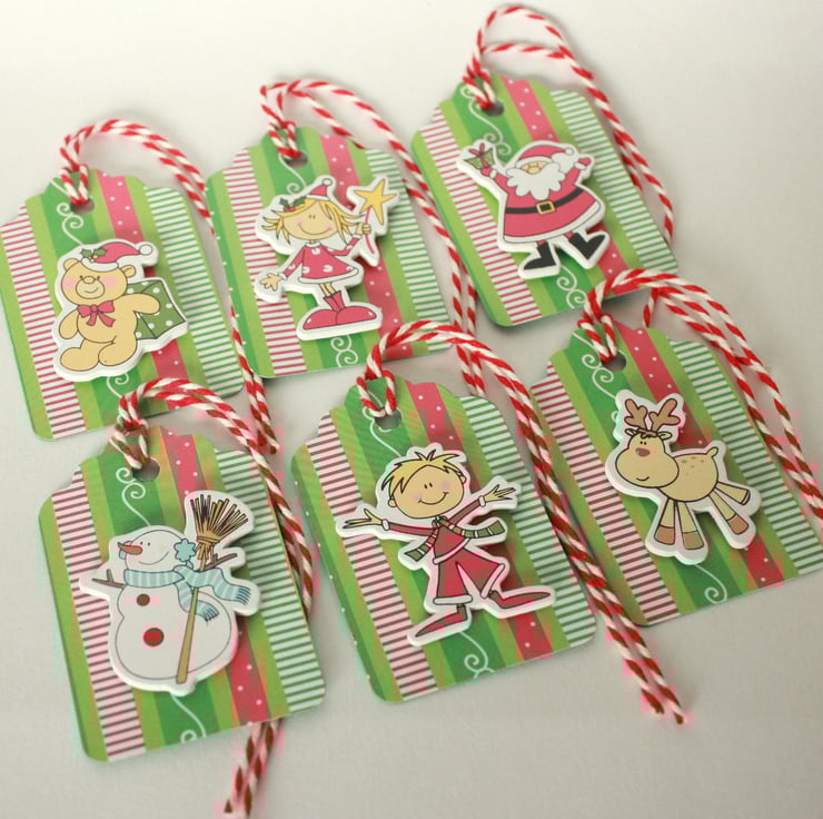 Handmade Christmas characters gift tags - Folksy
