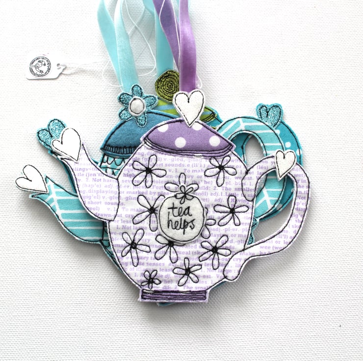 'Take a Little Time for Tea' - Hanging Decoration - Folksy