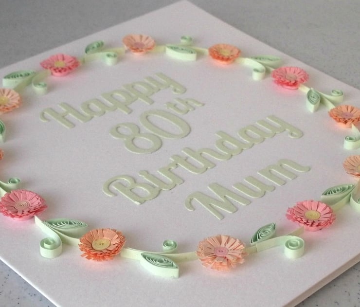 80th birthday card, paper quilling - Folksy