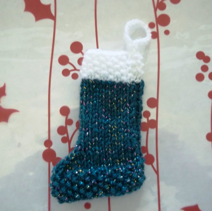Knitted Christmas mini stocking - Folksy