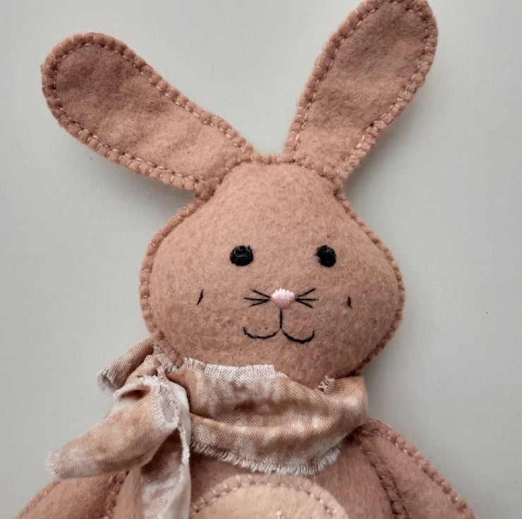 Woodland Bunny, handmade felt rabbit, embroider... - Folksy