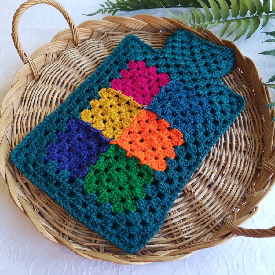 Crochet Patchwork Hot Water Bottle Cover Grann... - Folksy