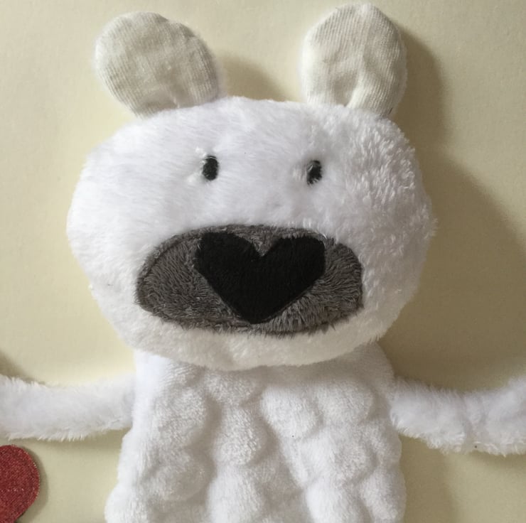 White Handmade Plush Polar Bear Lovey with spot... - Folksy