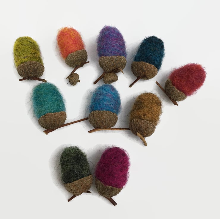 Brightly coloured needle felted acorns, home de... - Folksy