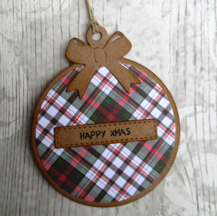 Plaid Christmas Gift Tag set of 3 - Folksy