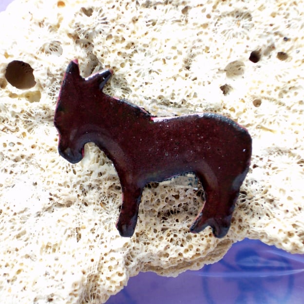 dark brown donkey brooch - Folksy