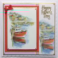 Happy Father's Day Card Fishing Boat and Villag... - Folksy