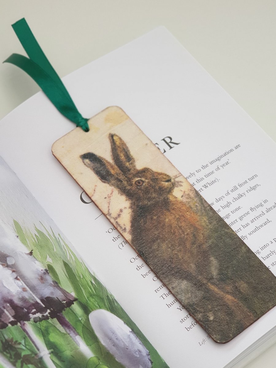 Wooden hare bookmark, gift for hare lover, Brit... - Folksy