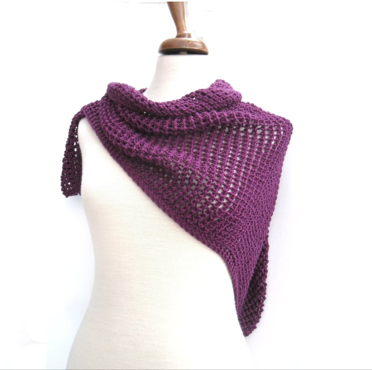 Asymmetrical plum lace cotton shawl - Folksy