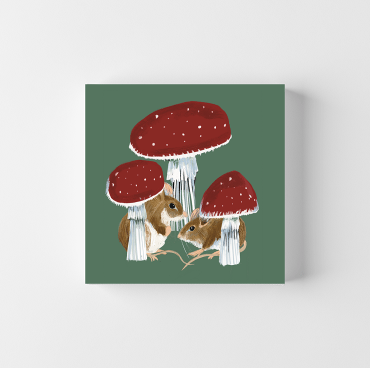 Mice toadstools woodlands blank card - Folksy