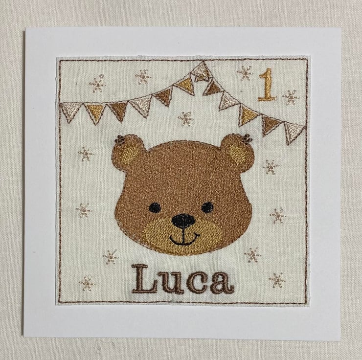 Teddy Bear Birthday Card, Bear Card with Name a... - Folksy
