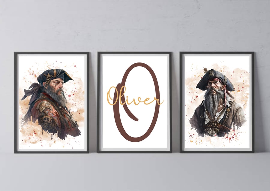 Set Of Three Pirate Personalised Wall Decor Boy... - Folksy