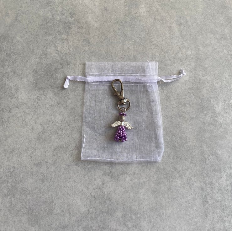 Handmade Guardian Angel Bag Charm. Purple - Folksy