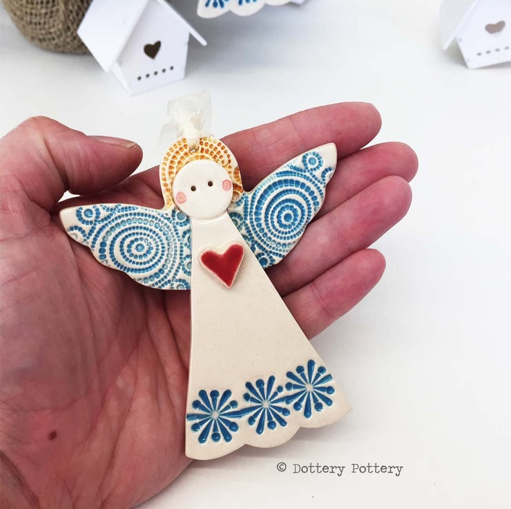 Ceramic Christmas Angel Pottery angel guardian ... - Folksy