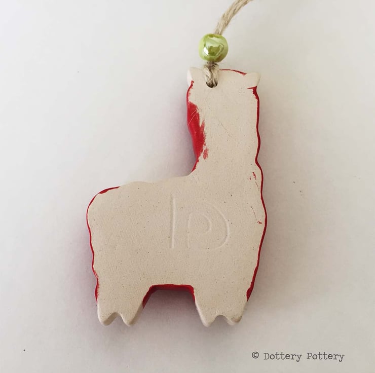 Pottery llama hanging decoration ceramic llama ... - Folksy