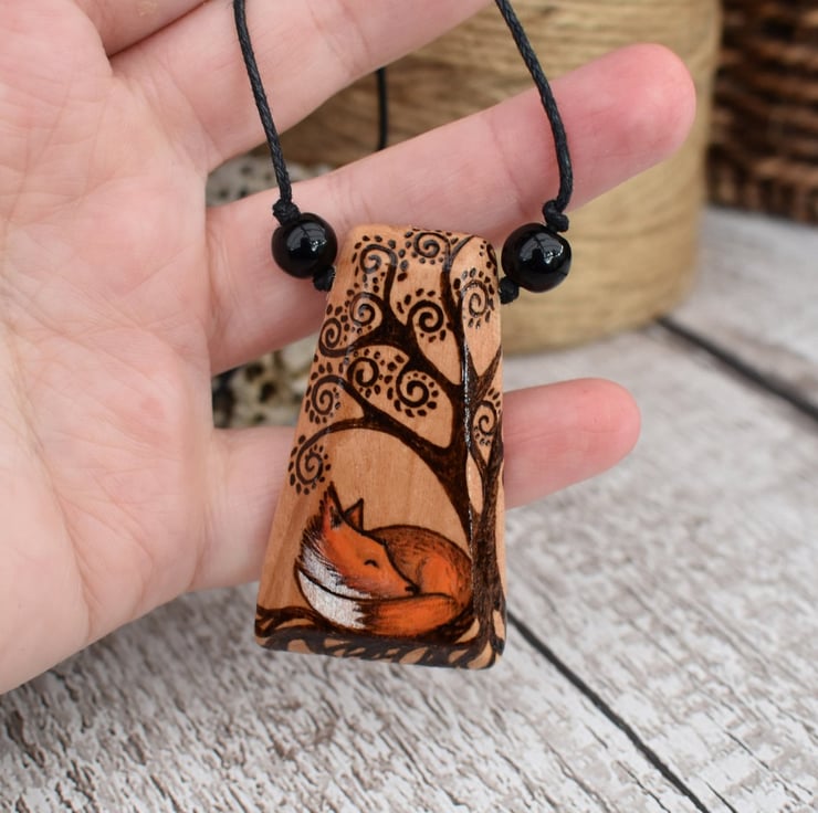 Sleepy fox by the tree. Pyrography British wild... - Folksy
