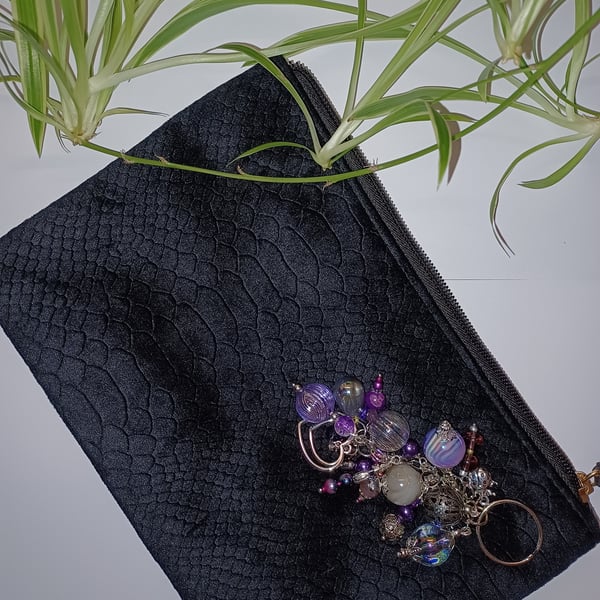 Ultra Purple Large Beaded Bag Charm - Folksy