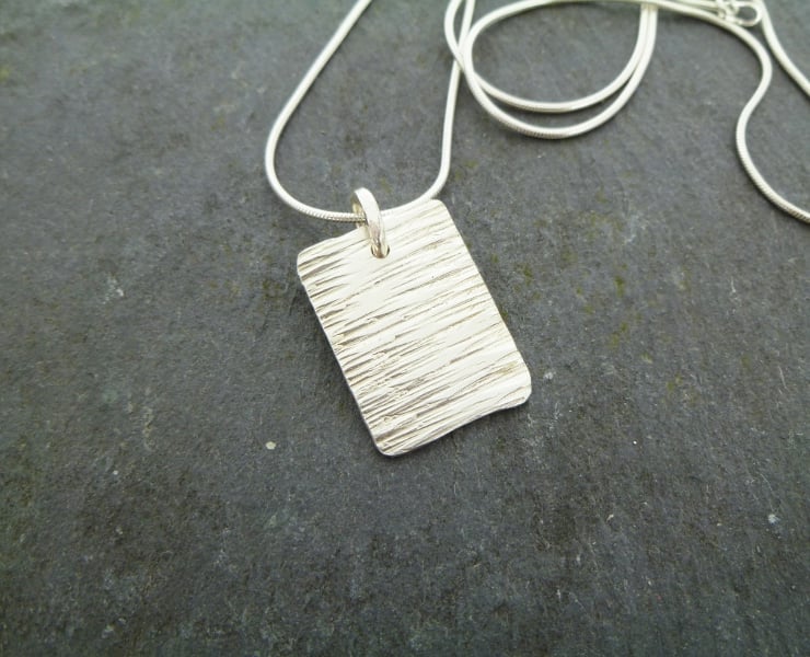 Sterling Silver Textured Pendant - Folksy
