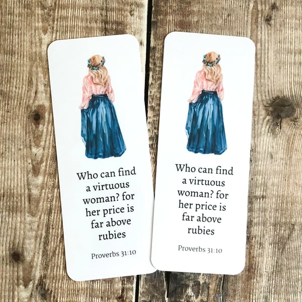 Christian bookmarks Proverbs 31:10 glossy lamin... - Folksy