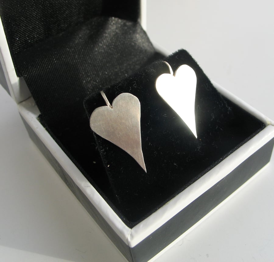 Silver Heart Earrings - Folksy