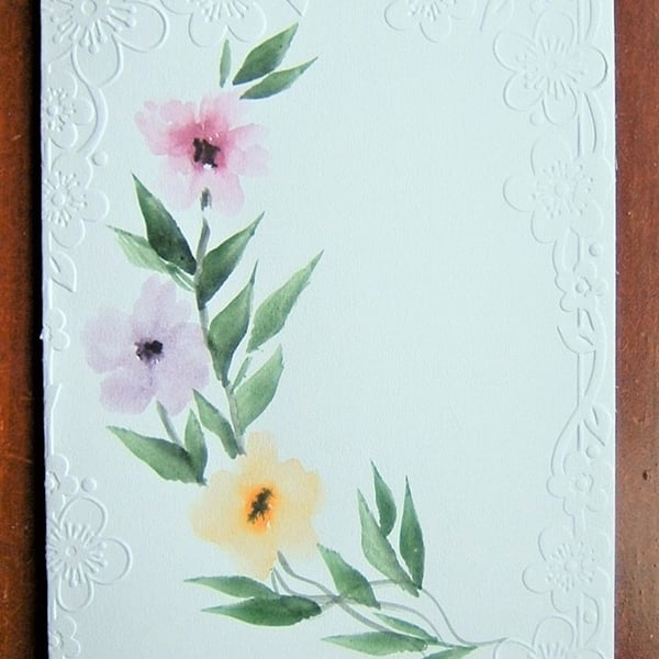 floral original art hand painted greetings card... - Folksy