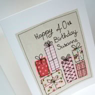 Large Personalised Birthday Card - Machine Embr... - Folksy