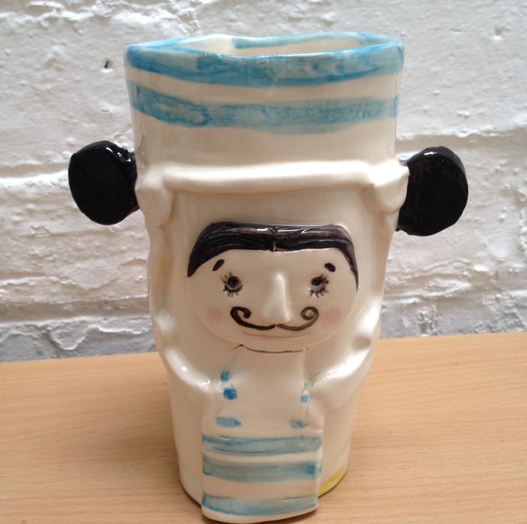 CERAMIC STRONGMAN POT OR VASE - Folksy
