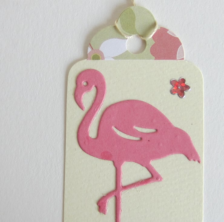 Flamingo Birthday Card and Gift Label - Folksy