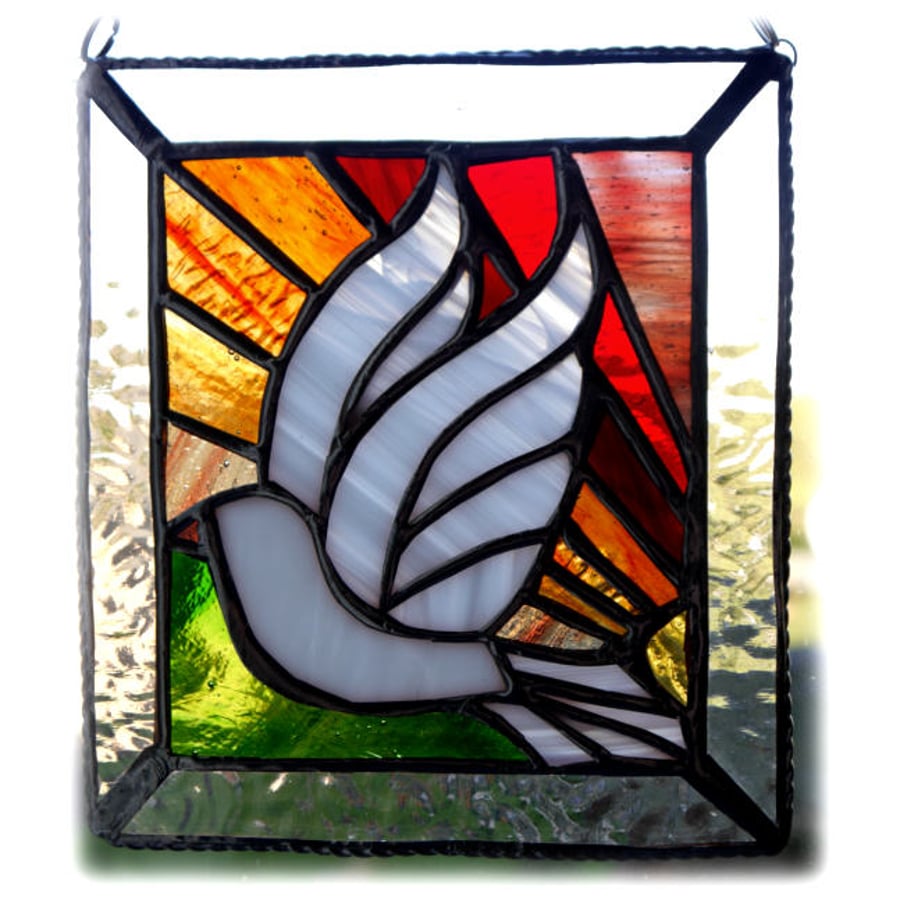SOLD Sunset Dove Stained Glass Picture Suncatch... - Folksy