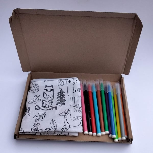 Woodland Animals Pencil Case to Colour, Letterb... - Folksy