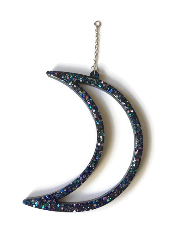 Sparkly crescent moon large hanging decoration.... - Folksy