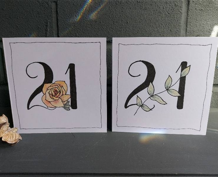 Milestone Birthday Card - Hand-drawn Floral or ... - Folksy