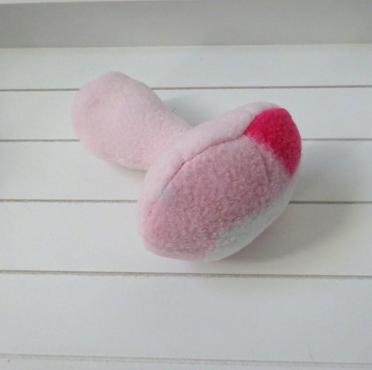 pink plush toadstool white heart - Folksy