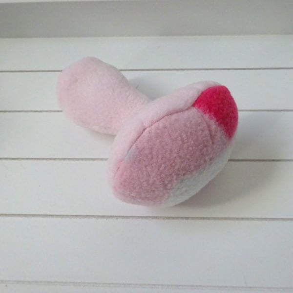 pink plush toadstool white heart - Folksy