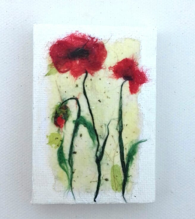 Poppy Collage Mini Canvas - Folksy