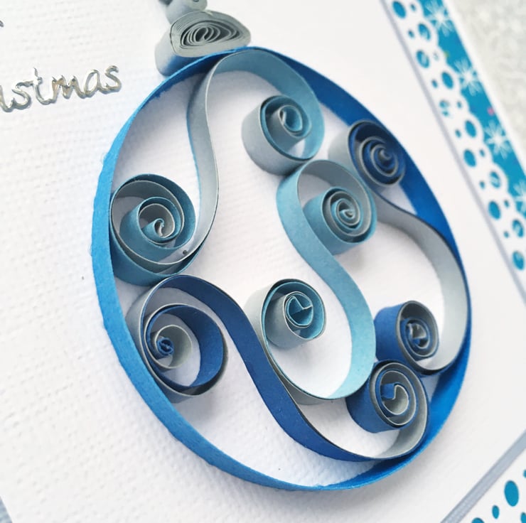 Christmas bauble card - quilled with boxed option - Folksy