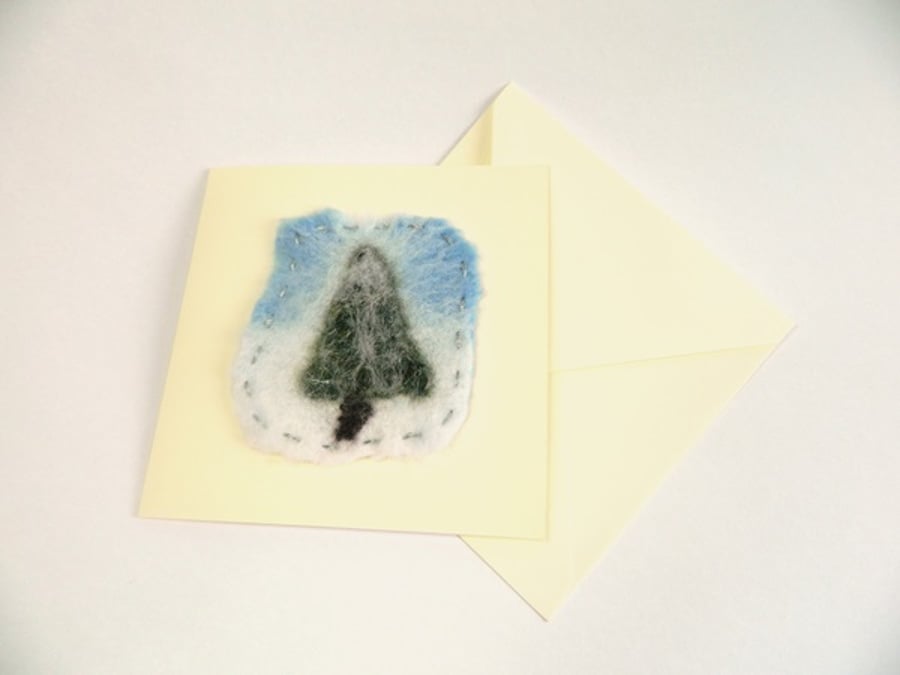 Handmade Felt Christmas Tree in Snow Card - Folksy