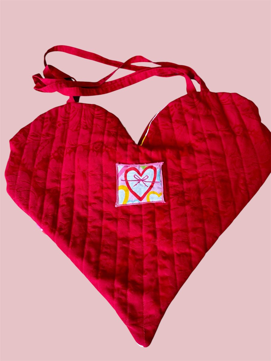 Upcycled heart tote bag - heart to hearts - Folksy